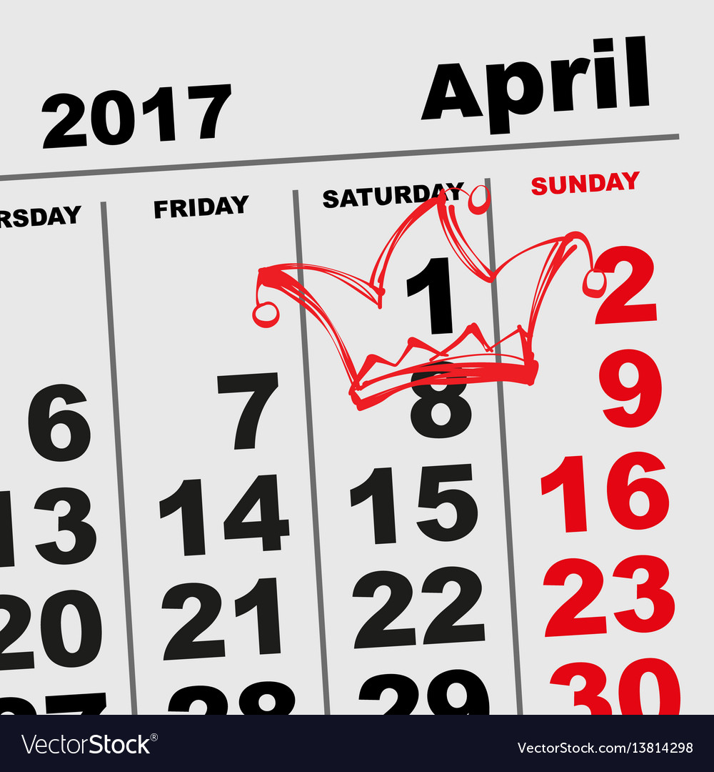 1 april fools day calendar reminder Royalty Free Vector