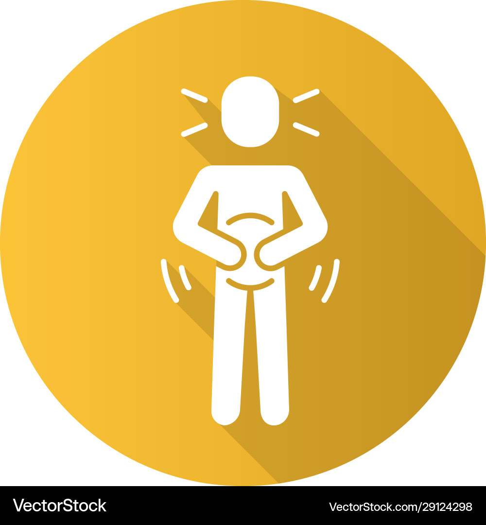Abdominal pain flat design long shadow glyph icon Vector Image