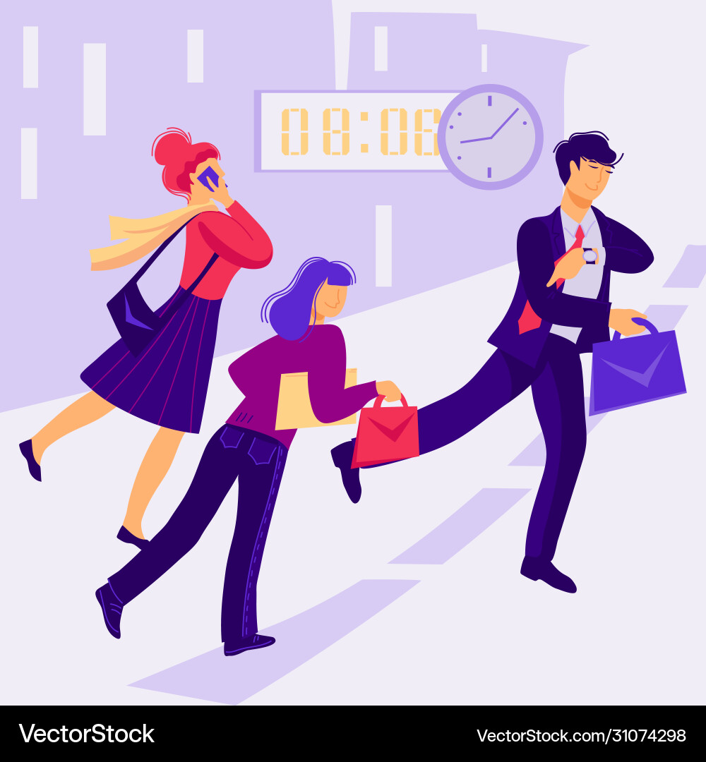 Businessman with briefcase late for work hurrying Vector Image