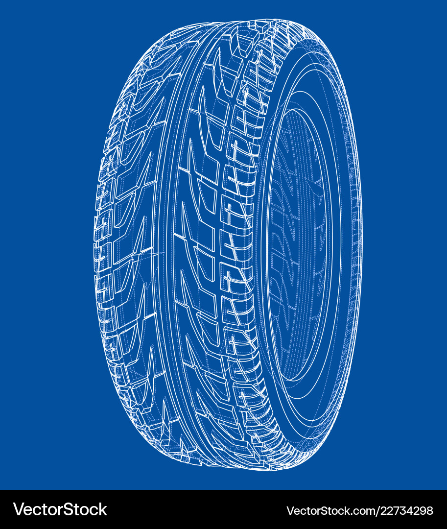 Car tire concept rendering of 3d Royalty Free Vector Image