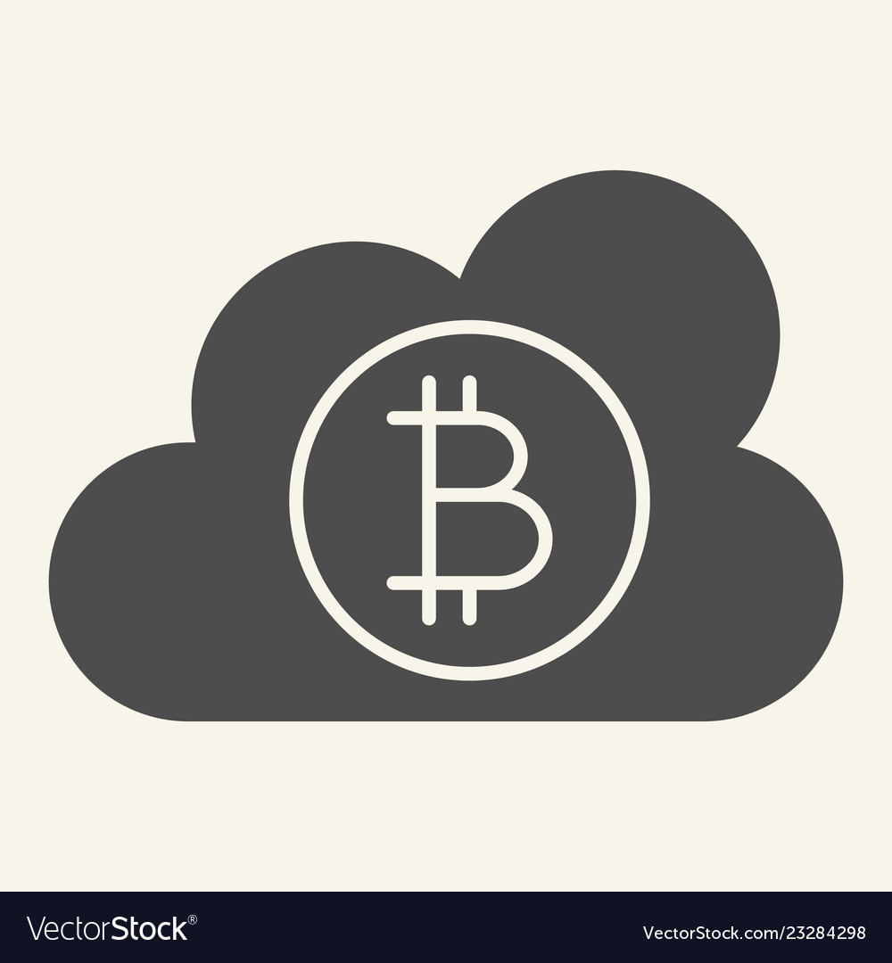 Cloud with bitcoin solid icon crypto coin Vector Image