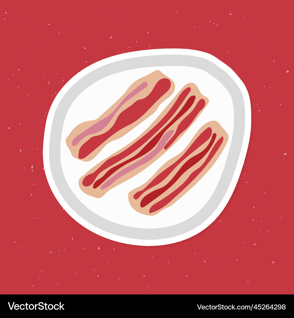 Cute bacon stripes doodle sticker with a white Vector Image