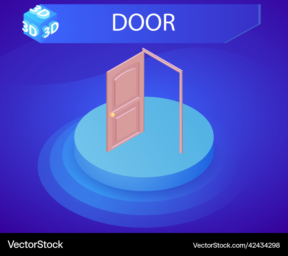 Door isometric design icon web 3d colorful Vector Image