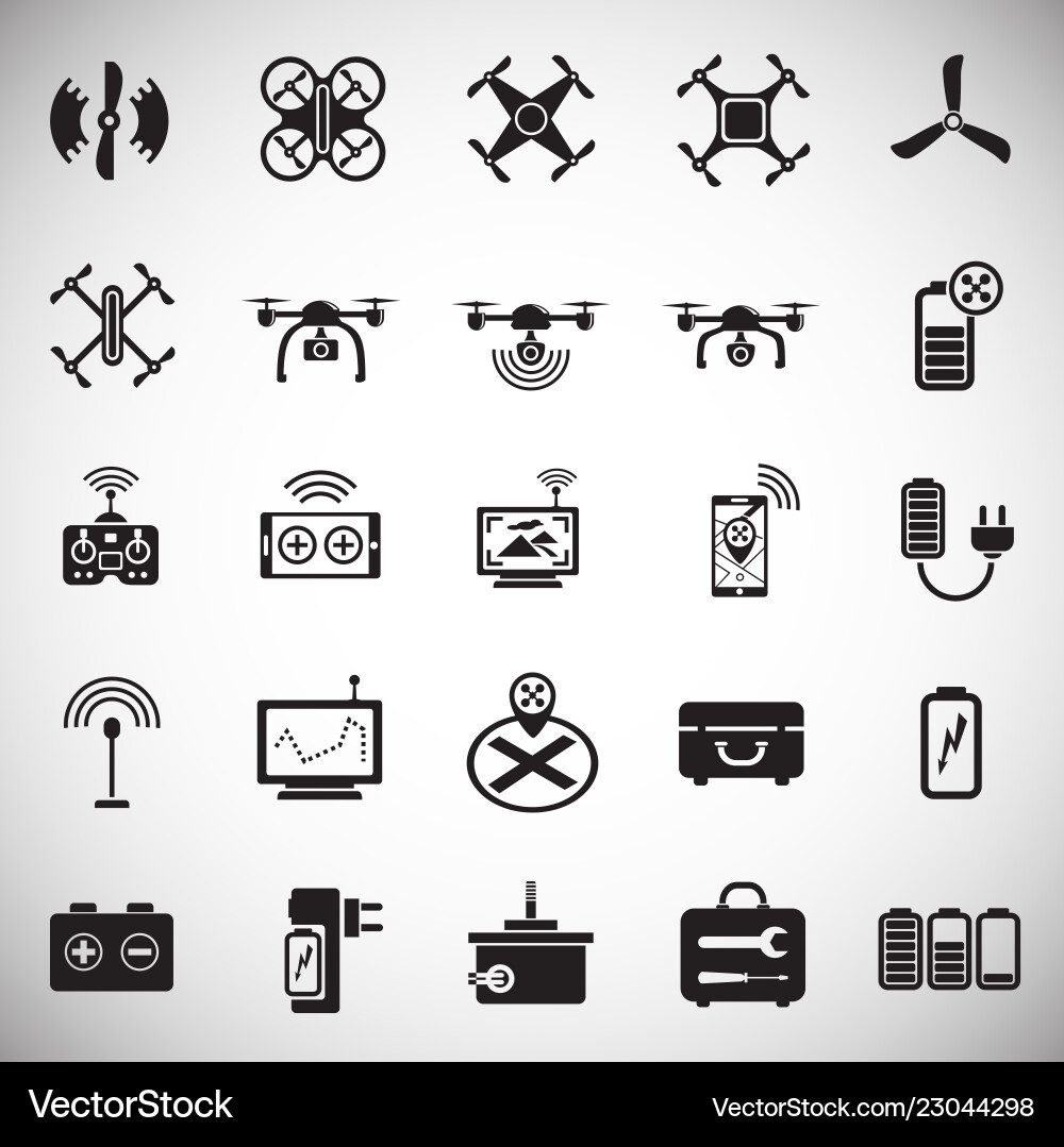 Drone icons set on white background for graphic Vector Image