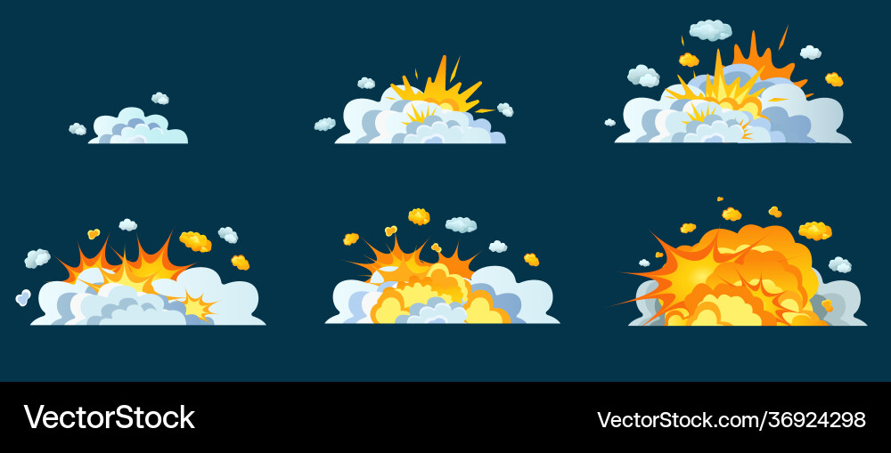 Frame animation with effect burning explosion Vector Image