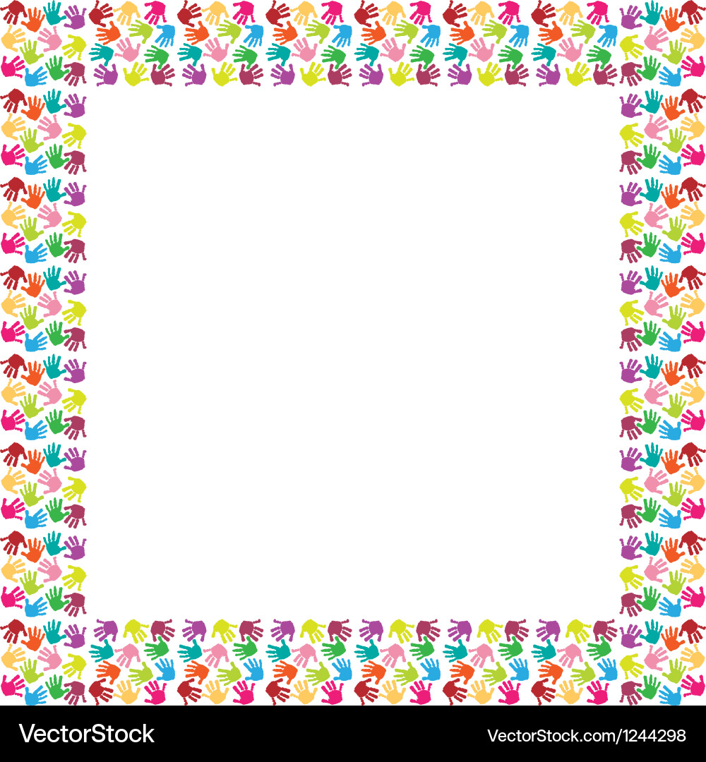 Frame of colorful hands Royalty Free Vector Image