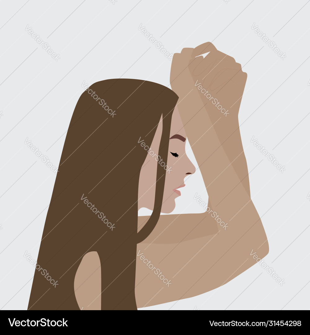 Girl with hands on her head white background Vector Image