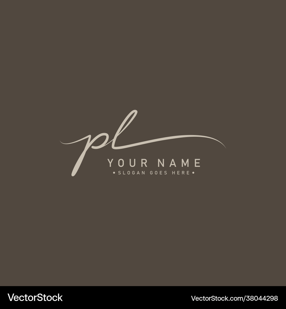 Initial letter pl logo - handwritten signature Vector Image