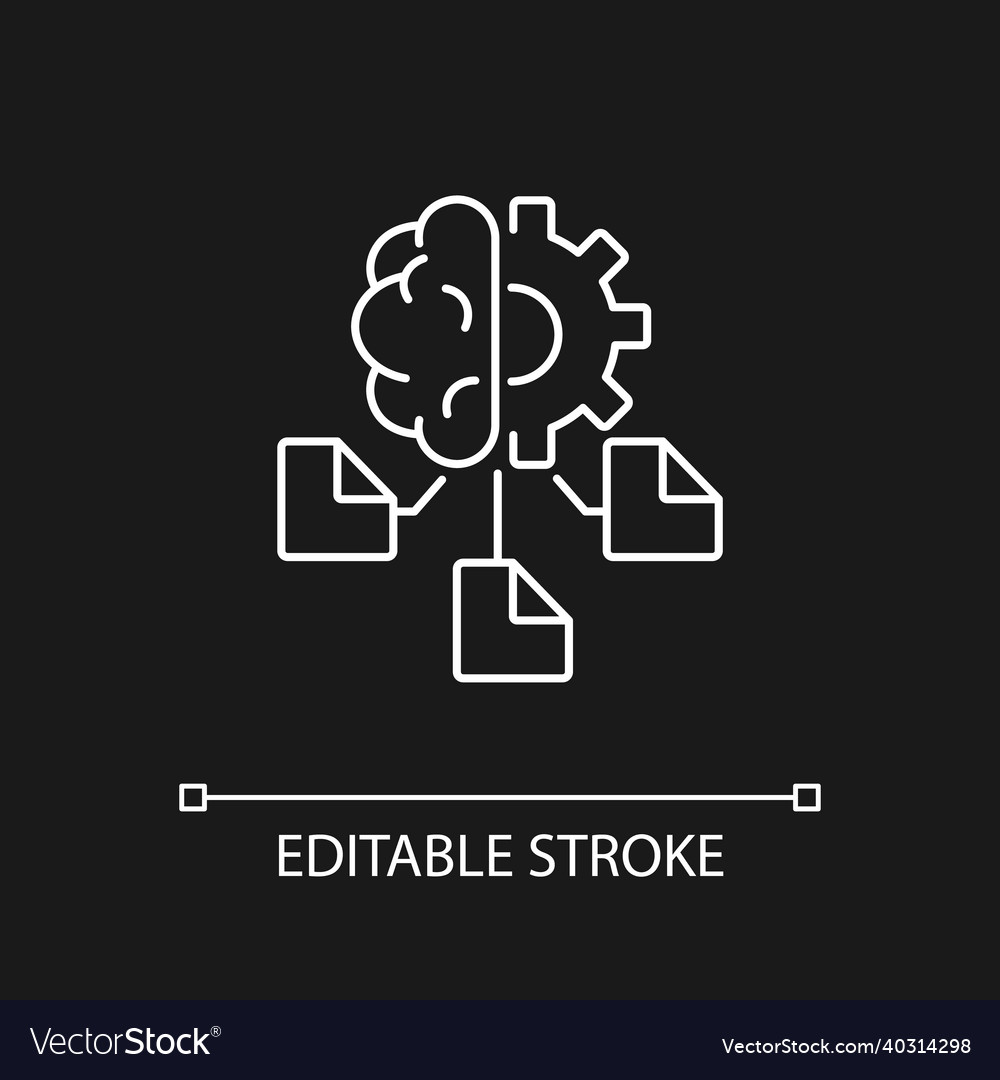 Machine learning white linear icon for dark theme Vector Image