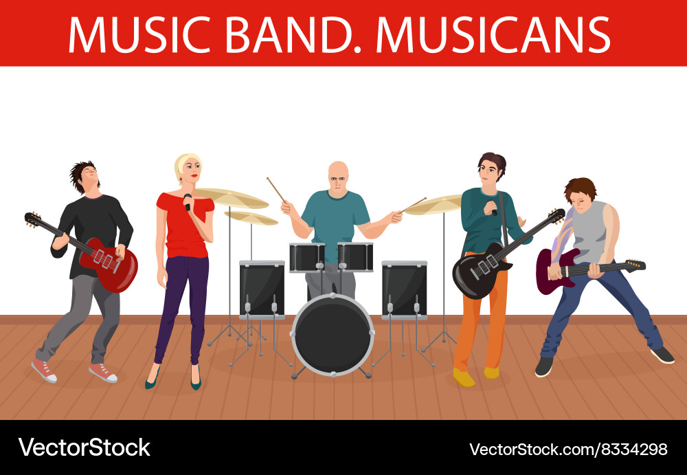 Musicians music band young Royalty Free Vector Image