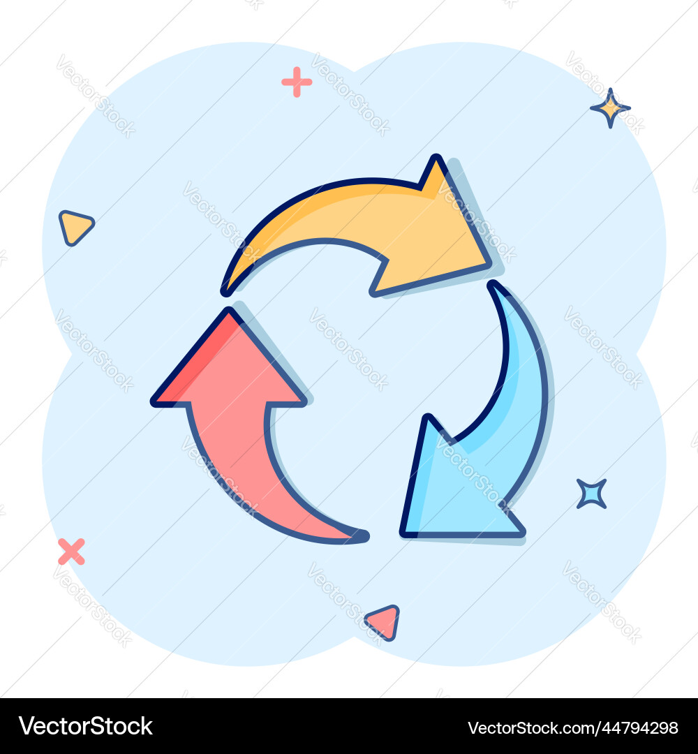 Recycle icon in comic style reuse cartoon Vector Image