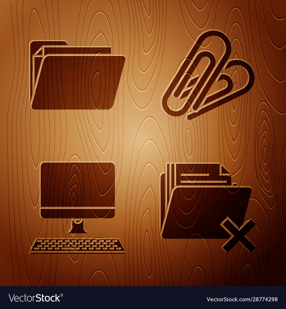 Set delete folder document folder computer Vector Image