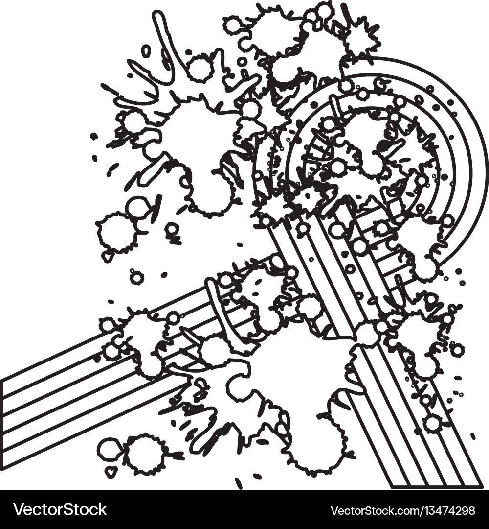 Silhouette abstract retro curved lines with splash