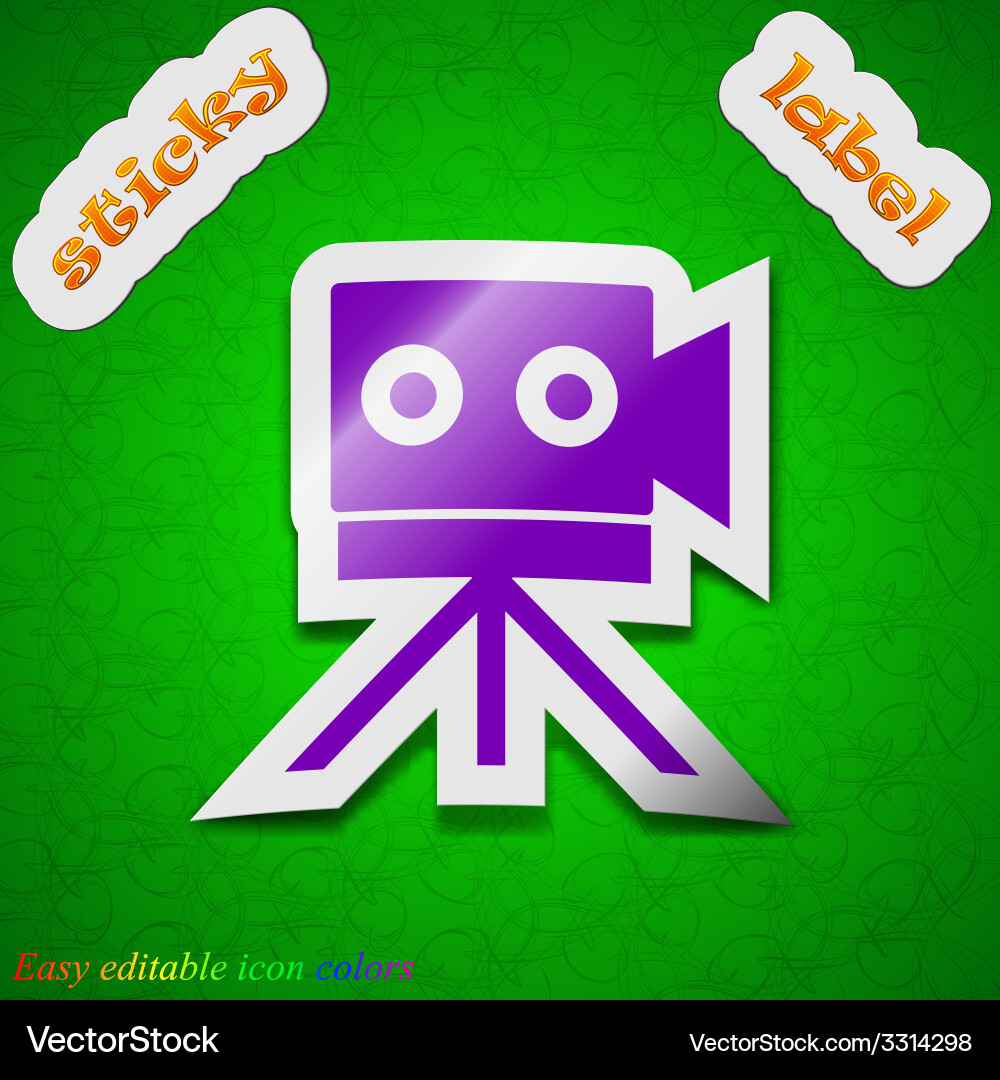 Video camera icon sign symbol chic colored sticky Vector Image