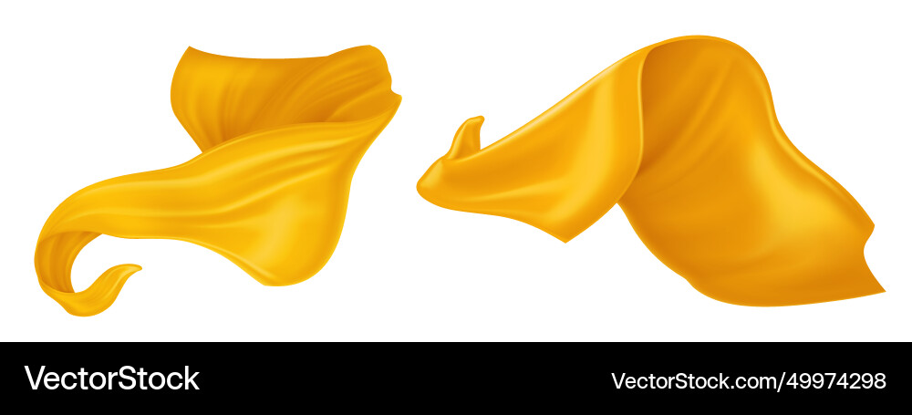 Yellow silk ribbons set isolated on white Vector Image