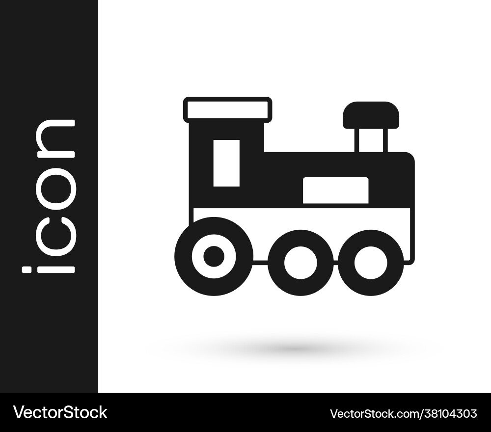 Black toy train icon isolated on white background Vector Image