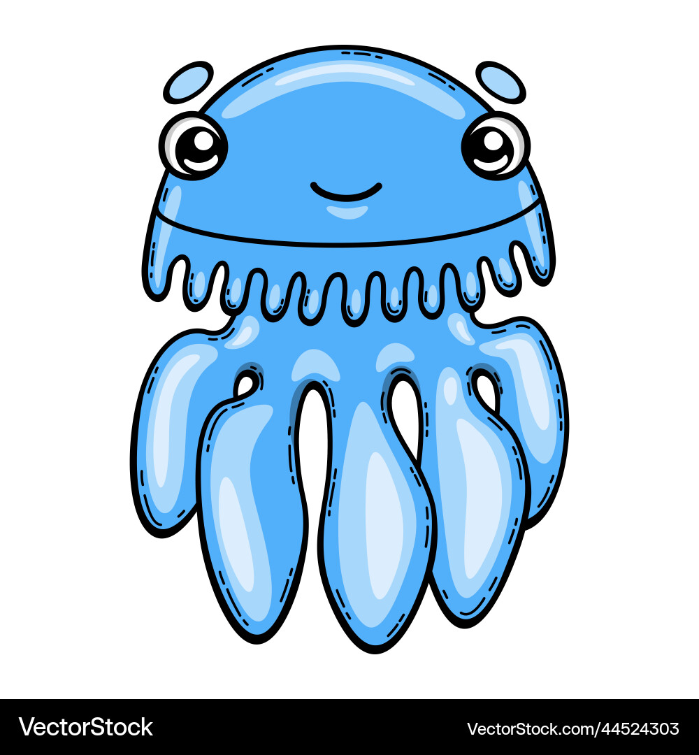Cartoon jellyfish isolated -1 Royalty Free Vector Image