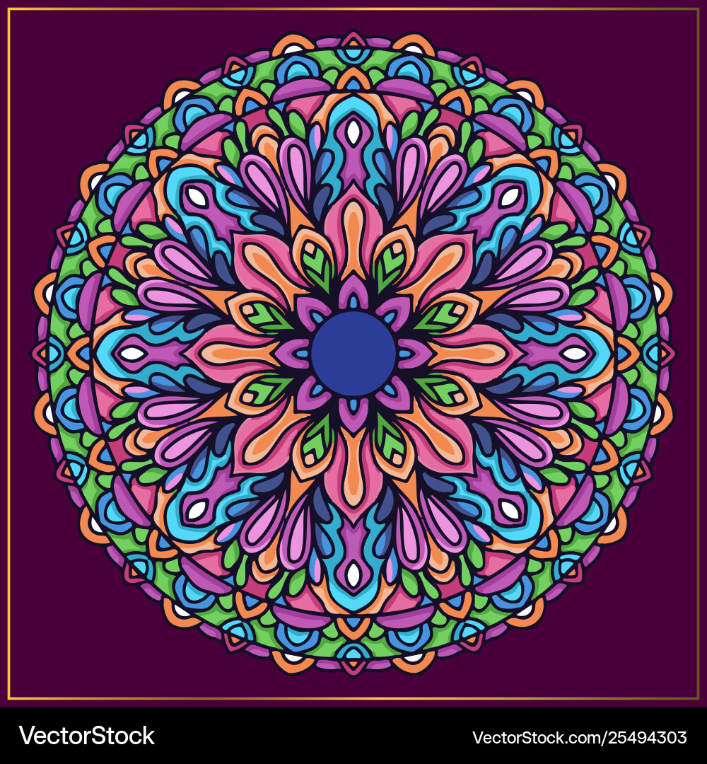 Colorful mandala art circular mandala frame Vector Image