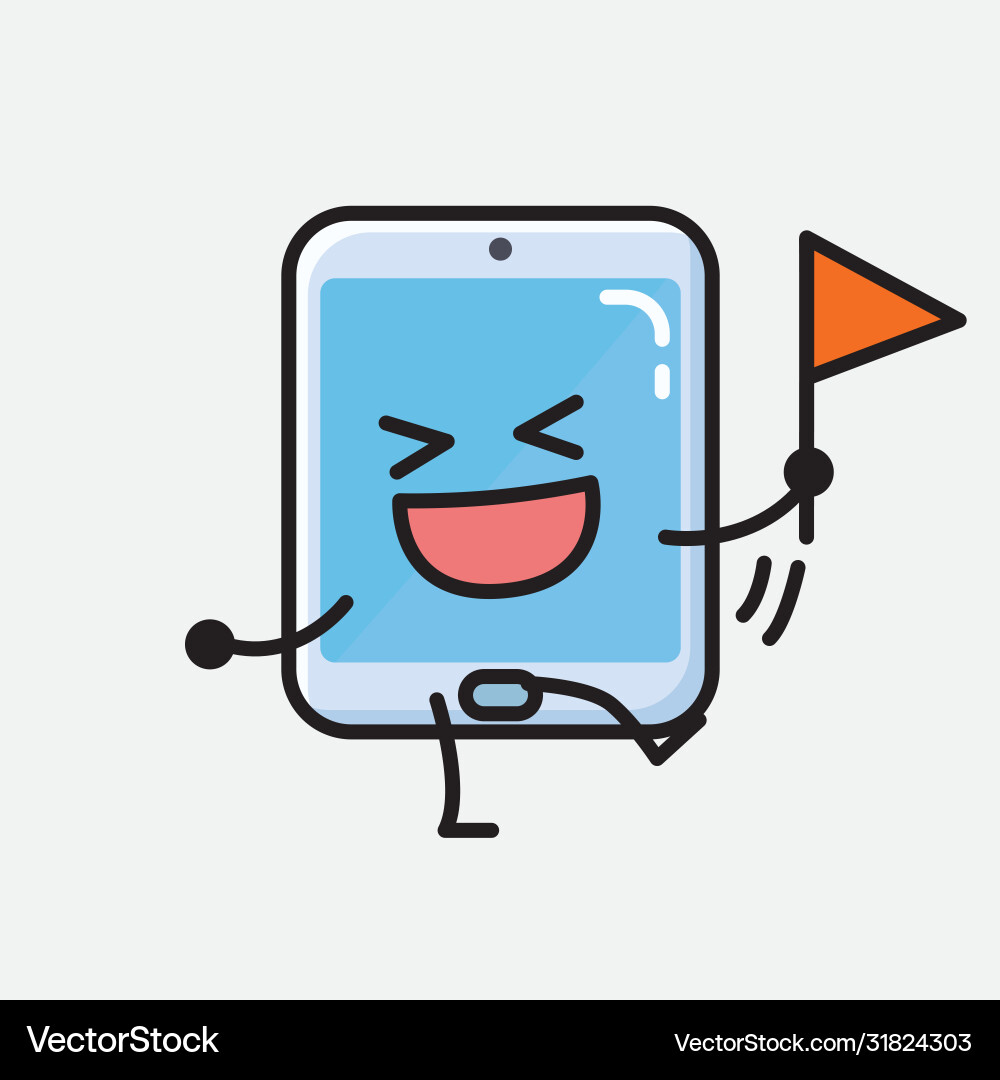 Cute smartphone mascot character in flat design Vector Image