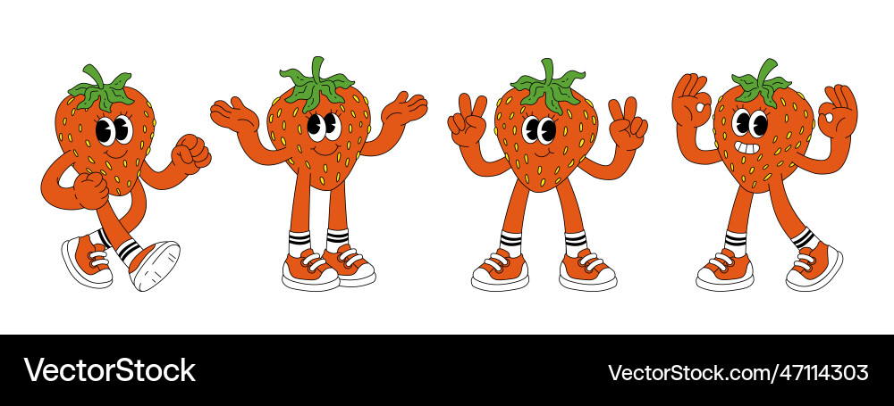 Fruit retro funky cartoon character comic mascot Vector Image