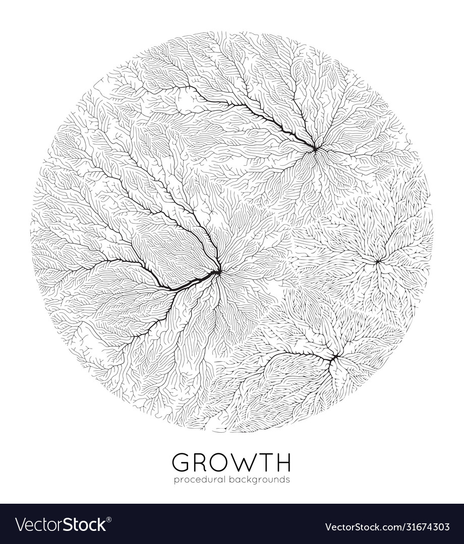 Generative branch growth pattern round Royalty Free Vector