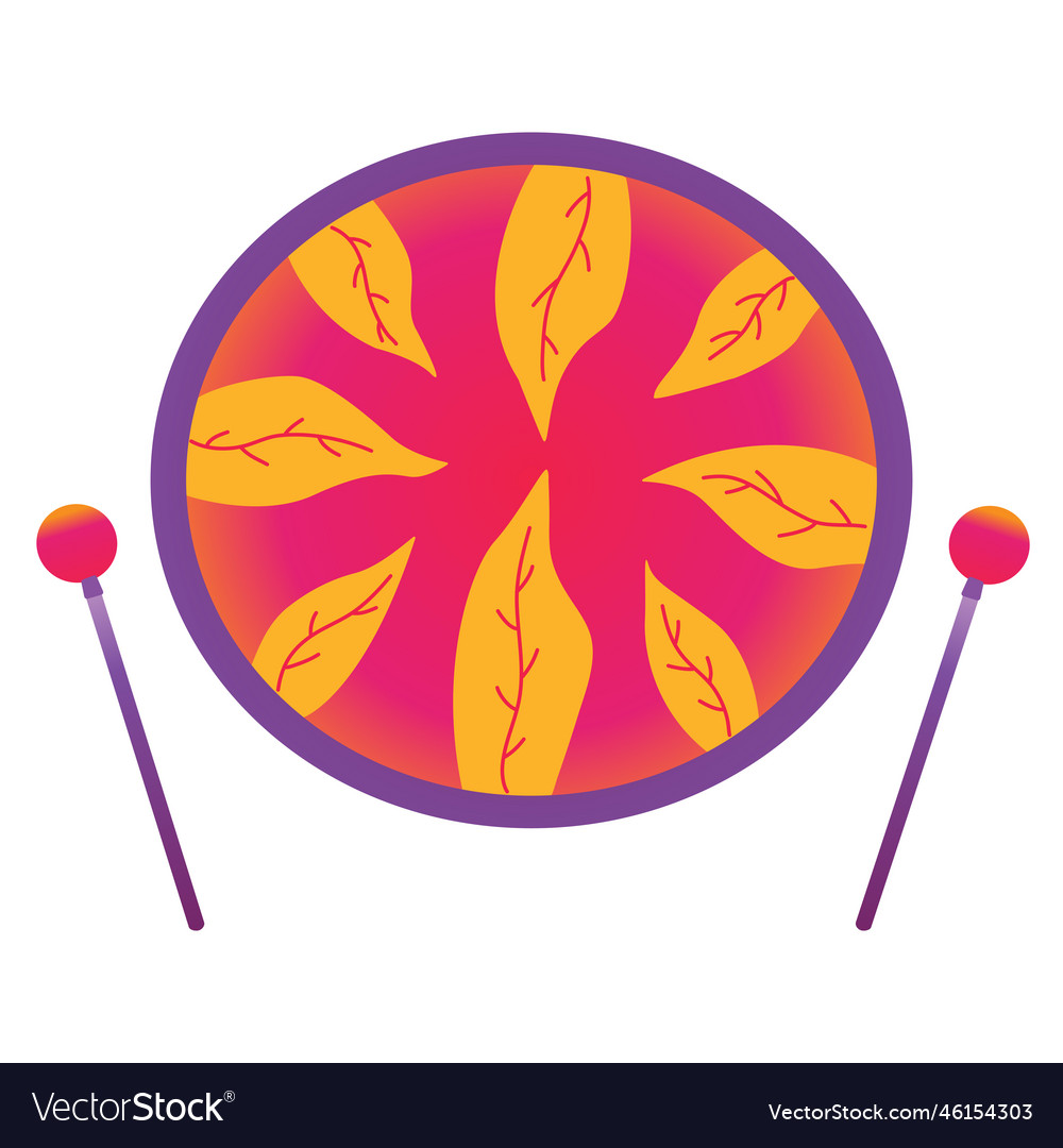 Musical Instrument Hang Drum With Leaves Vector Image musical-instrument-hang-drum-with-leaves-vector-image