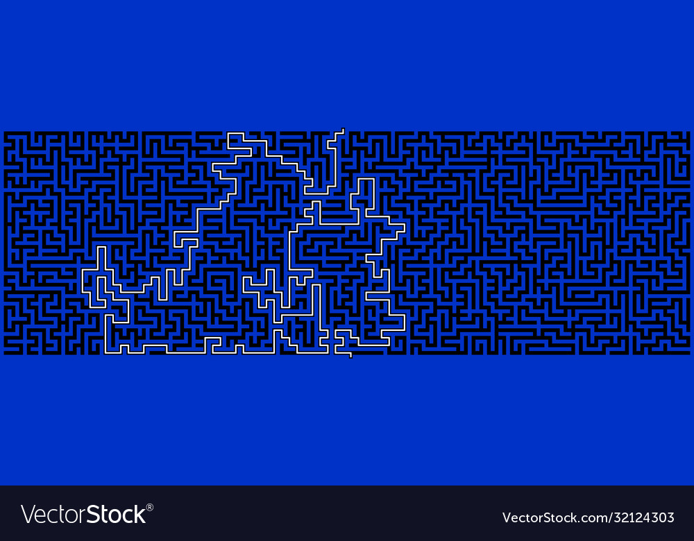 Panoramic maze with solution Royalty Free Vector Image