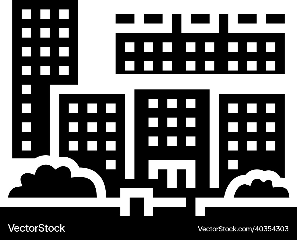Residential complex apartment building glyph icon Vector Image