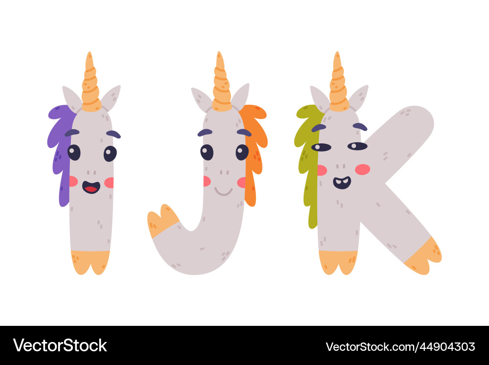 Unicorn cute alphabet letter with smiling face Vector Image