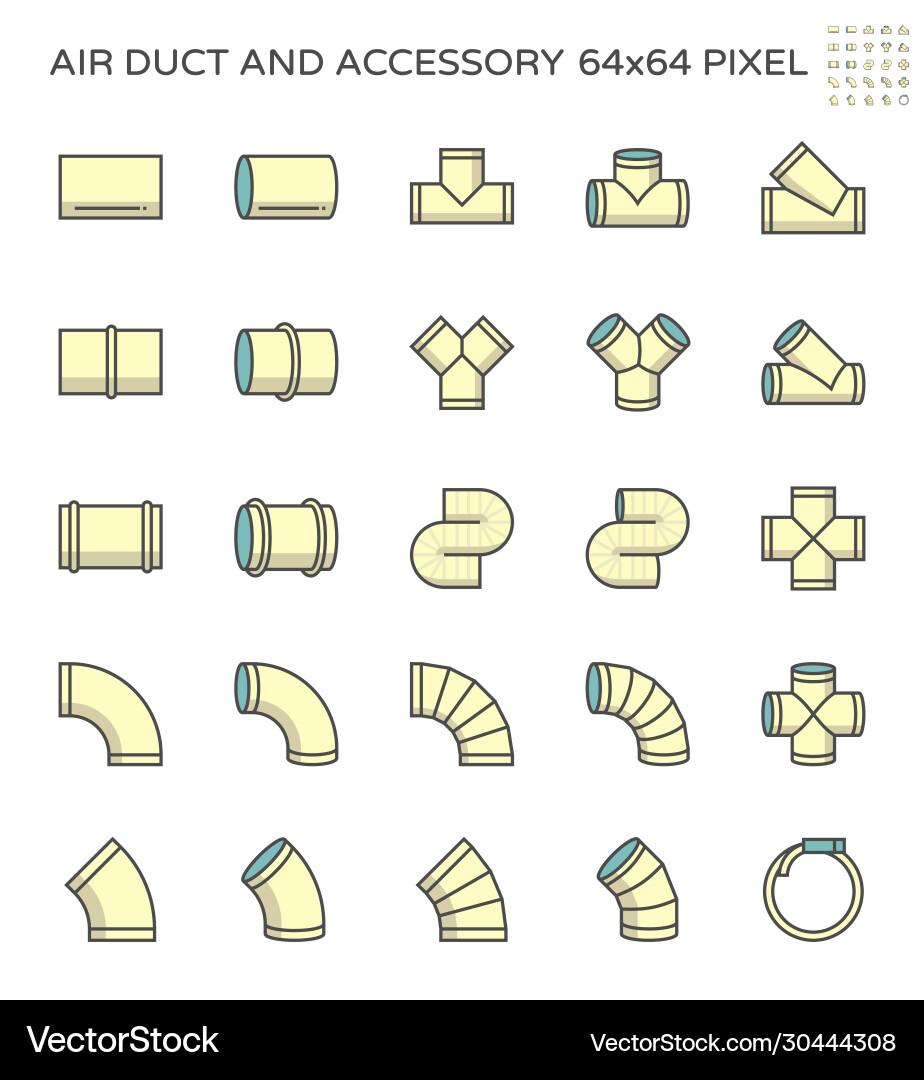 Air duct and accessory icon set 64x64 perfect Vector Image
