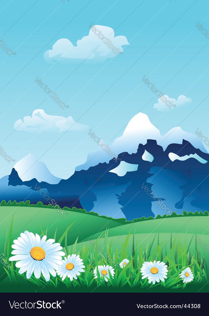 Alpine landscape Royalty Free Vector Image - VectorStock