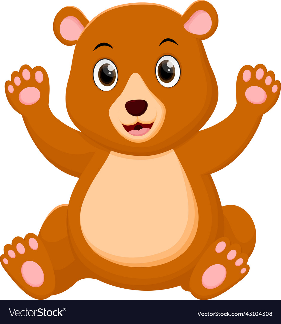 Cute Brown Bear Cartoon Isolated On White Vector Image