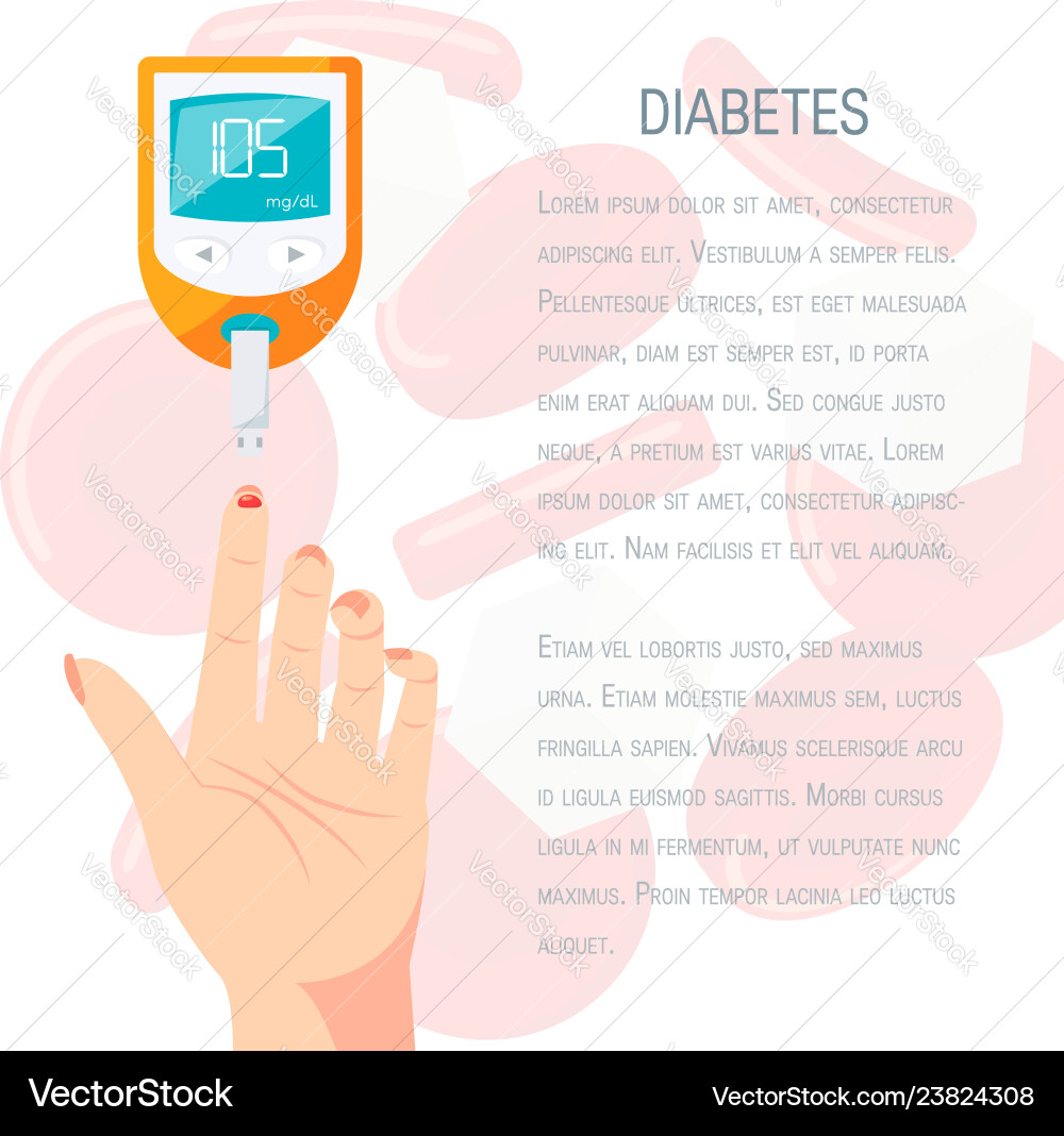 Diabetes concept in flat style design Royalty Free Vector