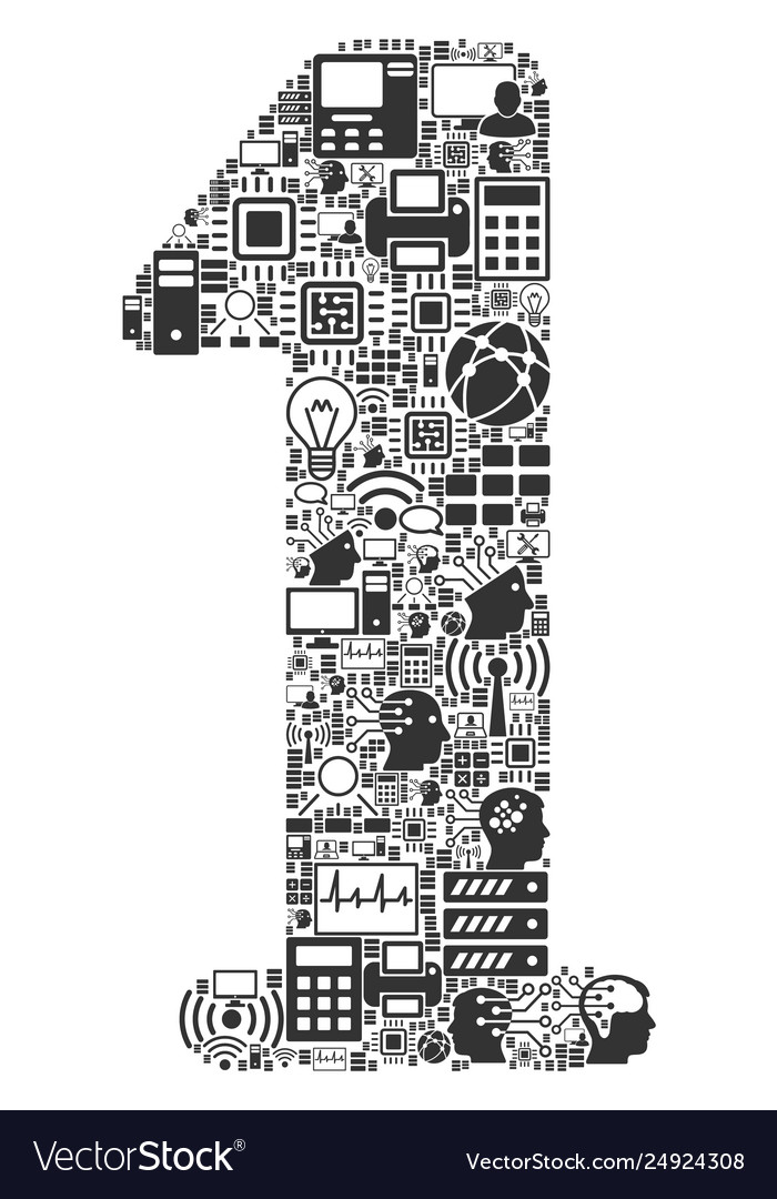 Digit one collage icon for bigdata and computing Vector Image