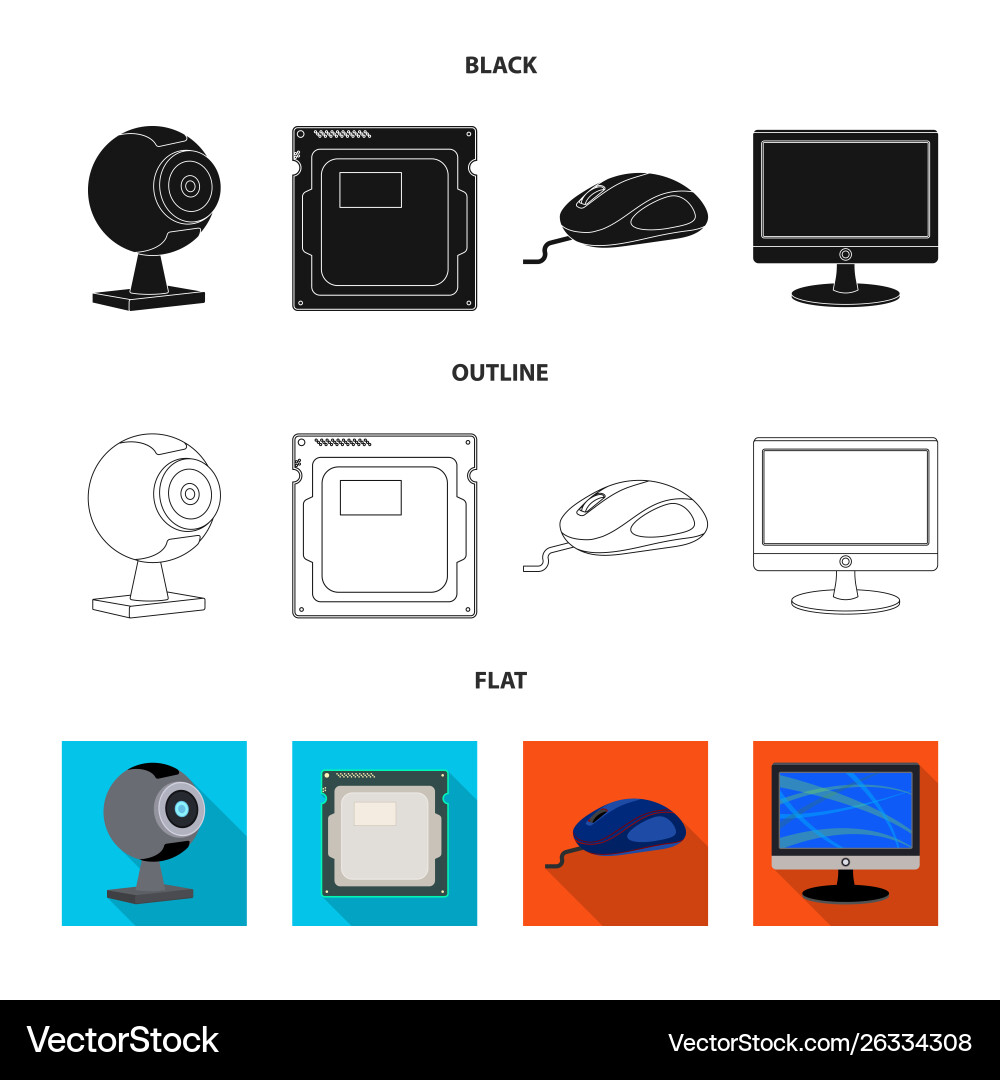 Isolated object laptop and device logo set of Vector Image