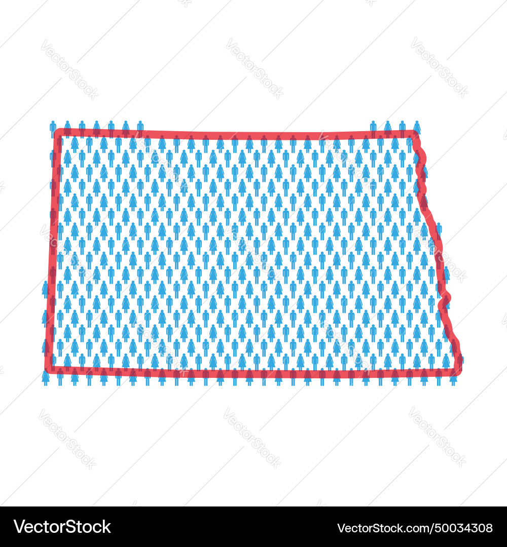 North dakota population map stick figures people Vector Image