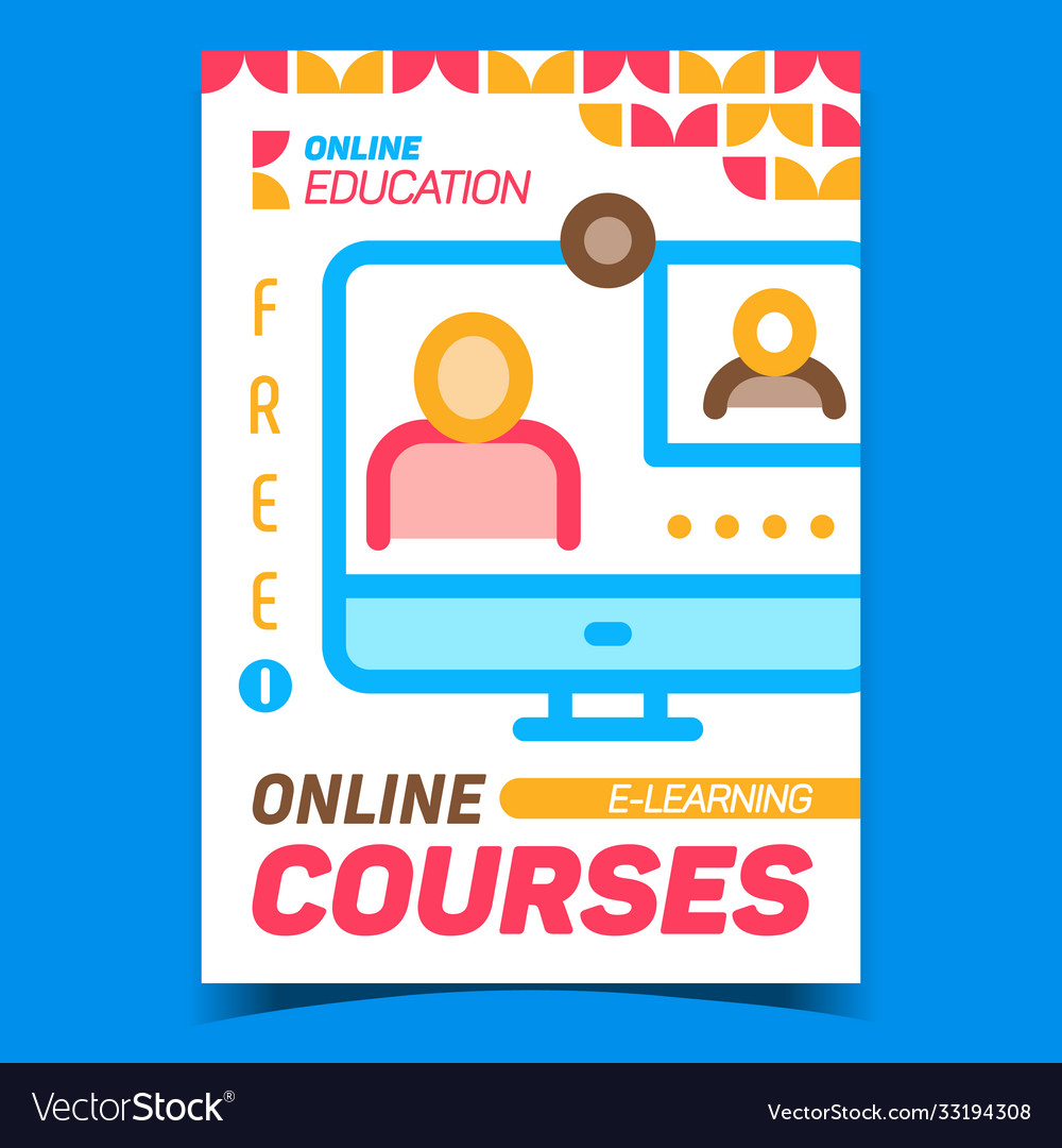 Online courses e-learning advertise poster Vector Image