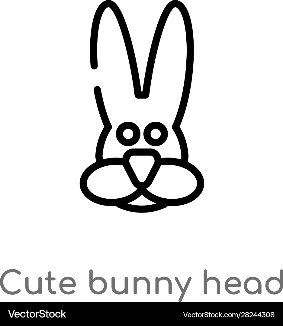 Outline cute bunny head icon isolated black Vector Image