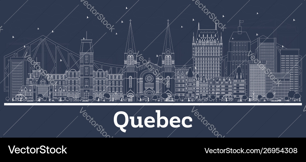 Outline quebec canada city skyline with white Vector Image