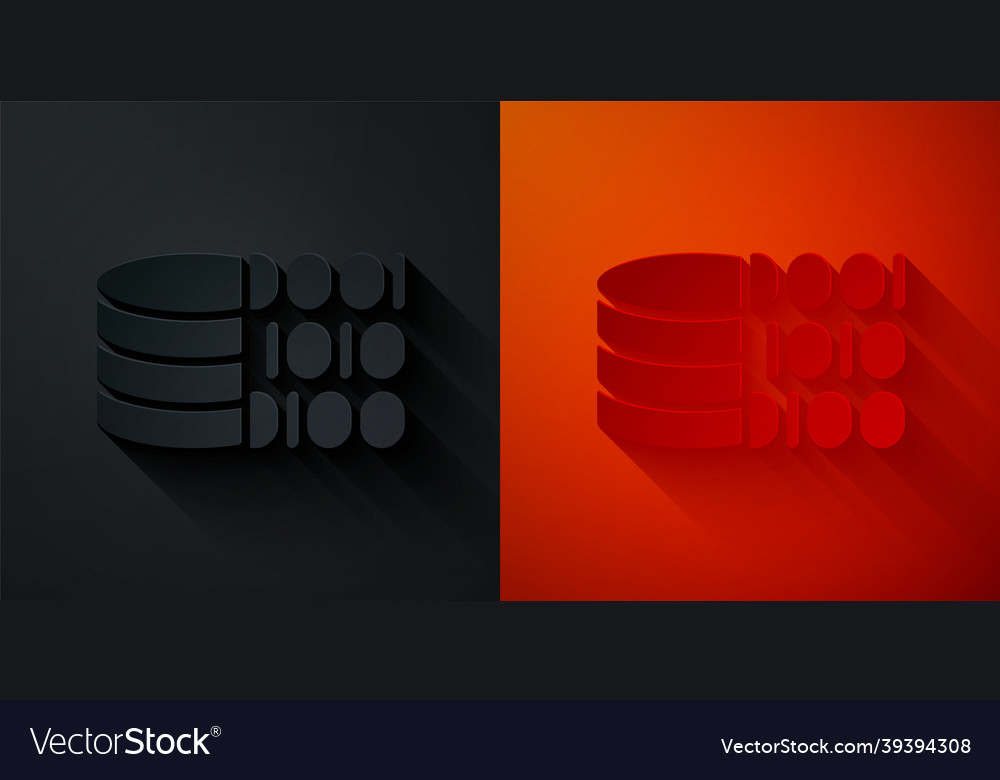 Paper Cut Binary Code Icon Isolated On Black Vector Image 