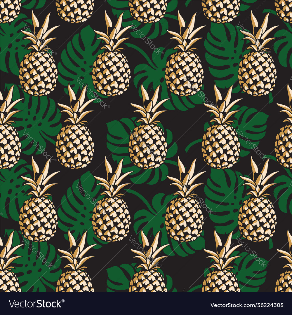 Pineapple seamless pattern Royalty Free Vector Image