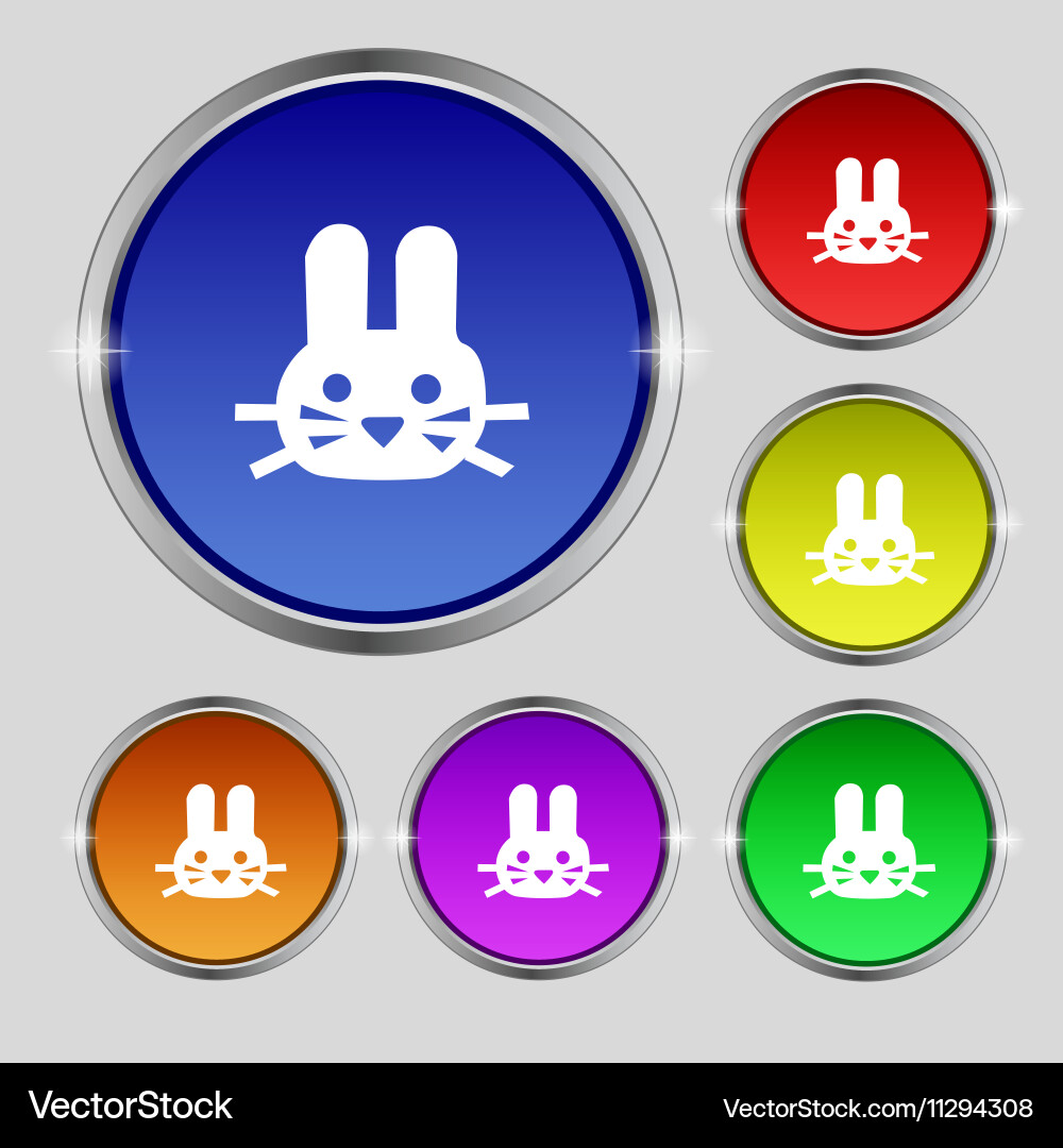 Rabbit icon sign round symbol on bright colourful Vector Image