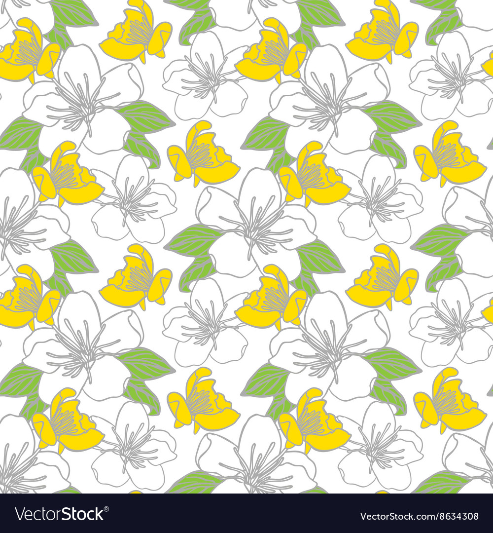Seamless pattern with flowers Royalty Free Vector Image
