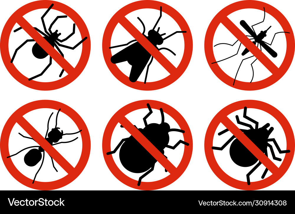Stop insects tick bugs and mosquito silhouettes Vector Image