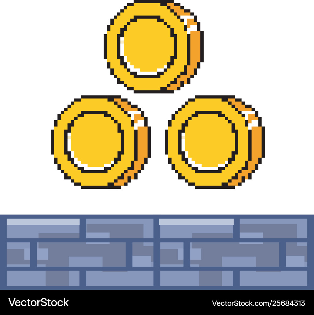 Arcade game world and pixel scene design Vector Image
