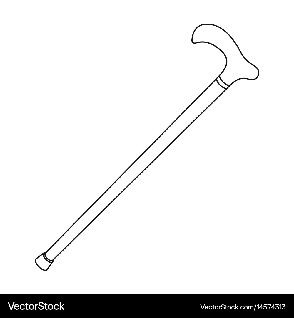 Cane for walkingold age single icon in outline Vector Image