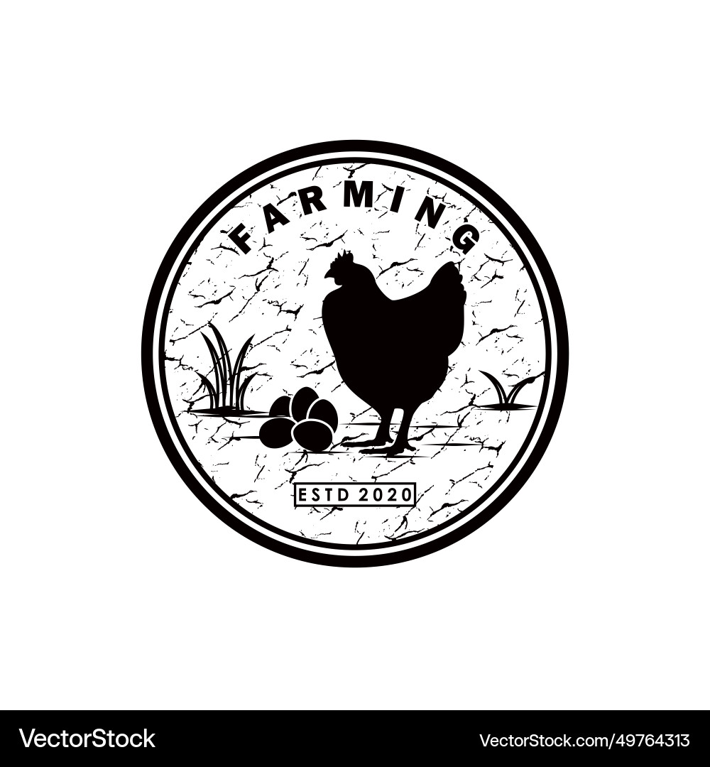 Chicken farm vintage logo design Royalty Free Vector Image