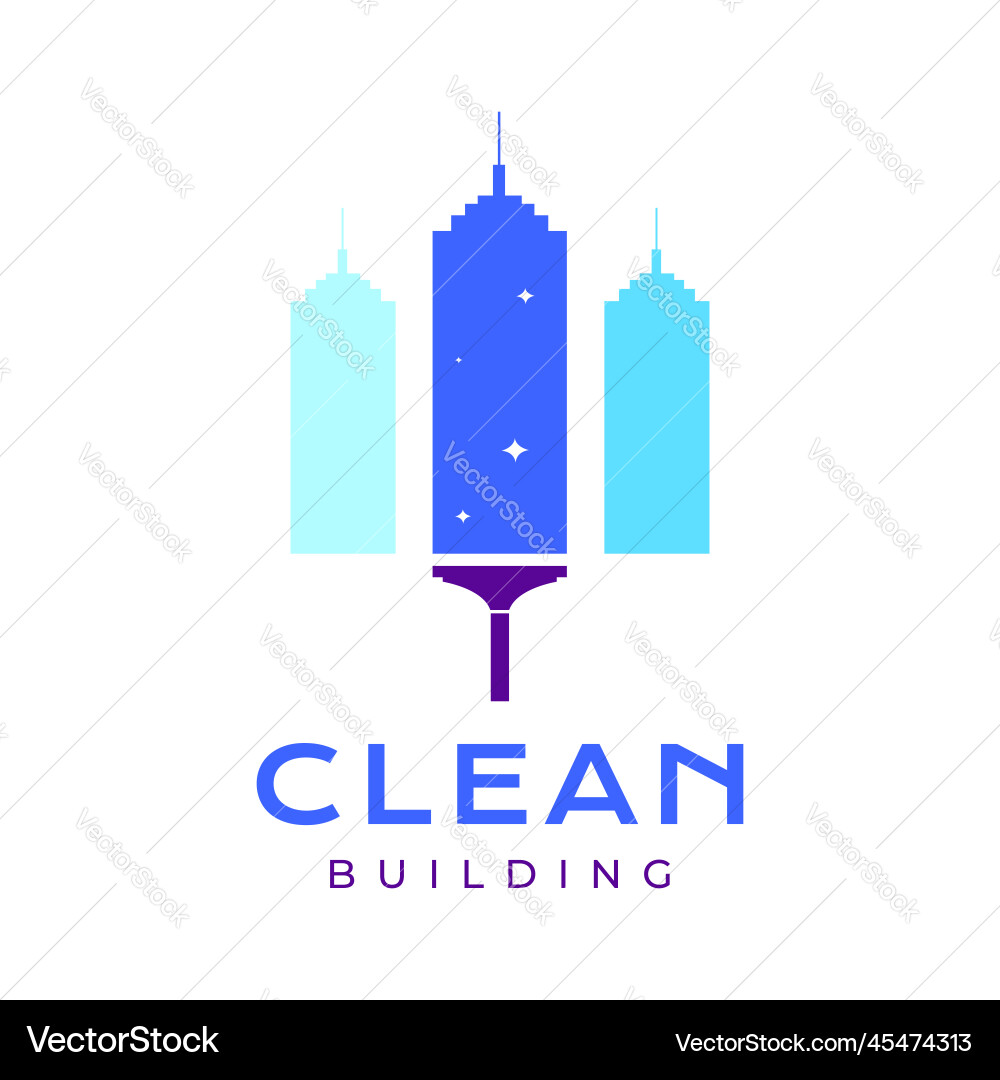 Cleaning building city skyscraper colorful Vector Image