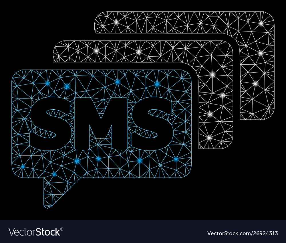 Flare mesh wire frame sms queue with spots Vector Image