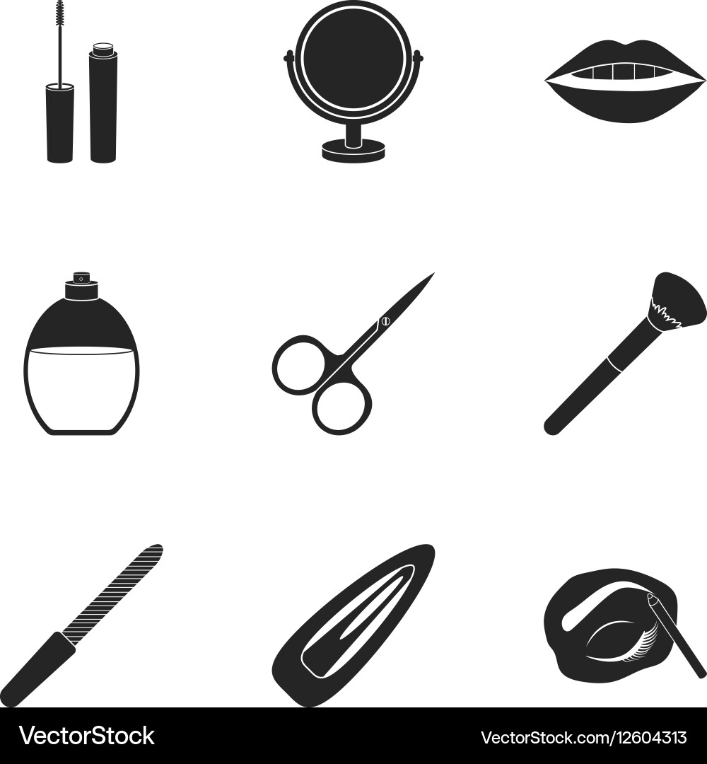 Make up set icons in black style big collection Vector Image